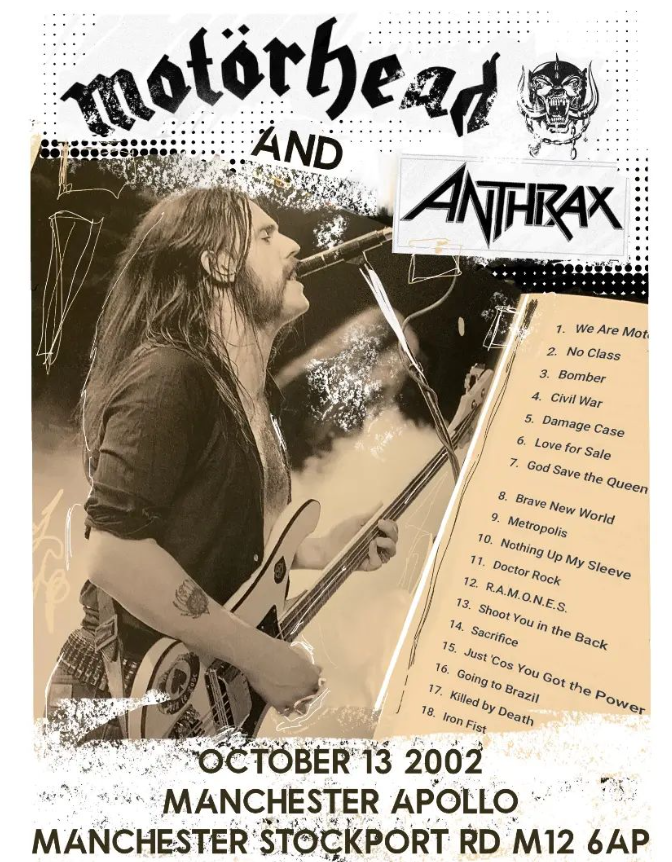 Motorhead and Anthrax October 13 2002 Manchester Apollo – Rusty'sArtWerk